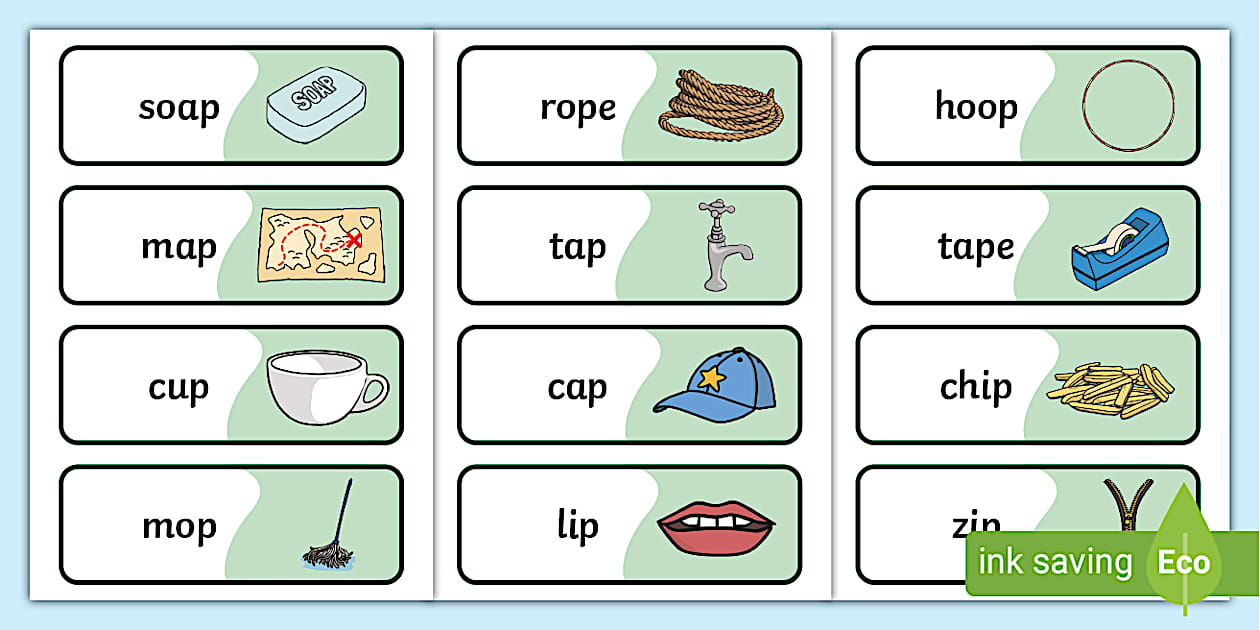 Cursive Final 'P' Sound Word Cards (Hecho por educadores)