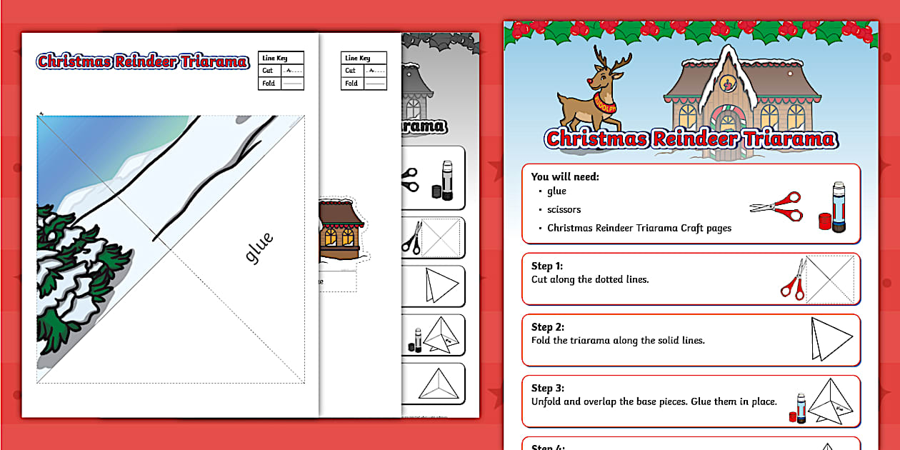 Christmas Reindeer Triarama Craft - Twinkl