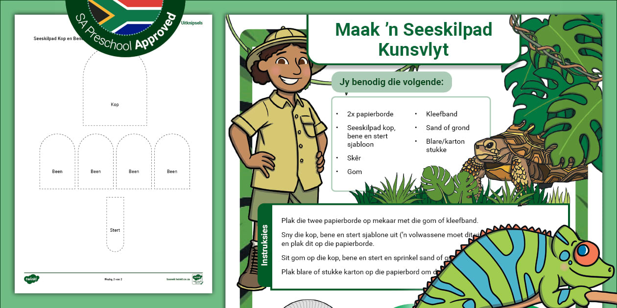 Papierbord Seeskilpad Kunsvlyt (teacher made) - Twinkl