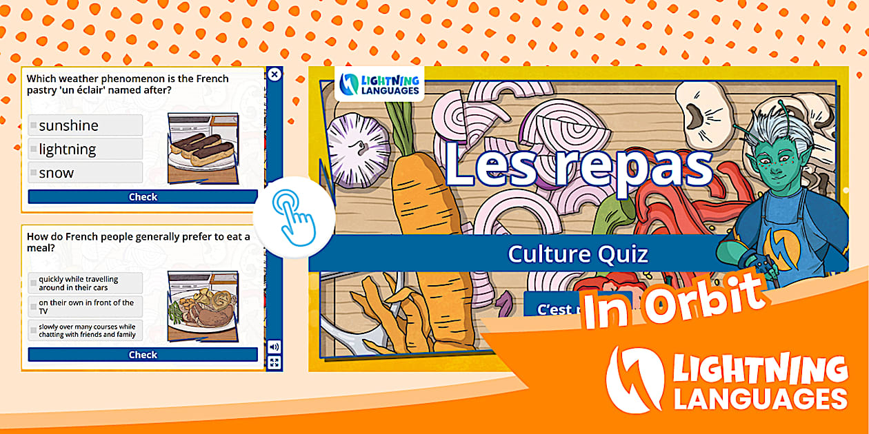 👉 French In Orbit Mealtimes Interactive Culture Quiz - Twinkl