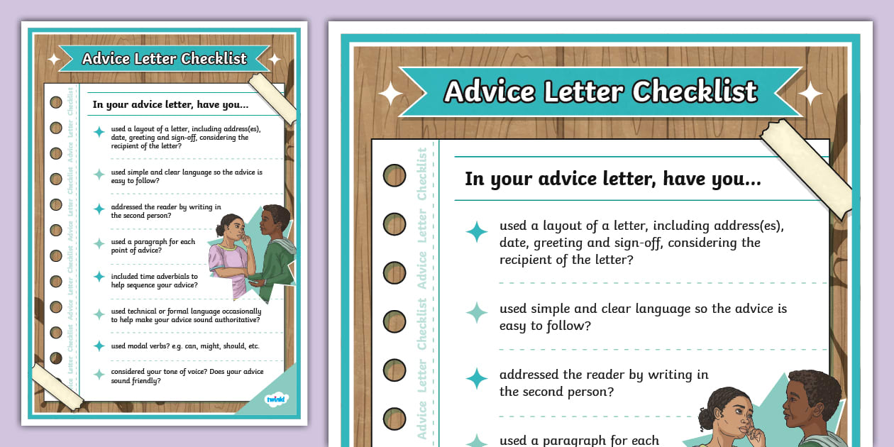Features of an Advice Letter Checklist Display Poster