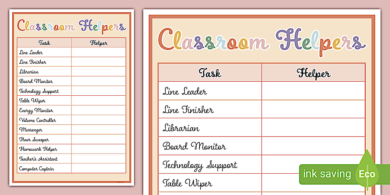 Editable Muted Rainbow Classroom Helpers Sign (teacher made)
