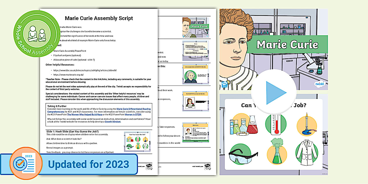Marie Curie Assembly Pack (teacher made) - Twinkl