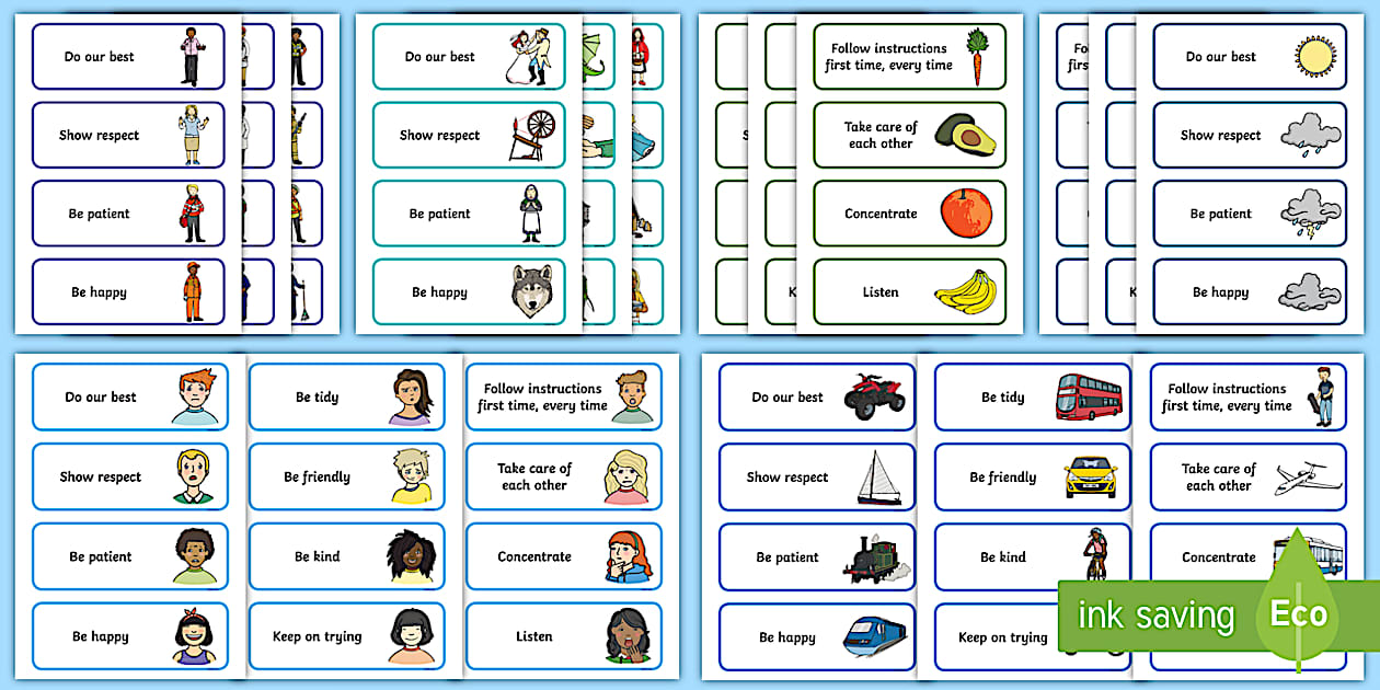 KS1 Themed Class Charter Cards Display Pack - Twinkl