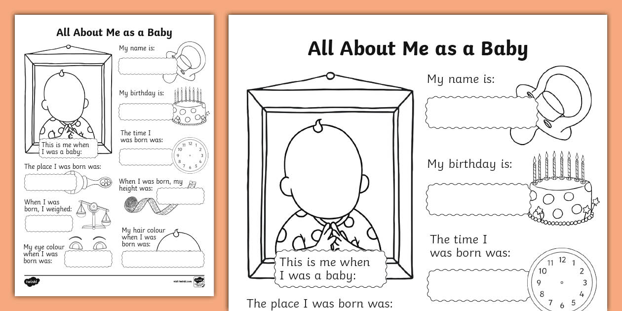 All About Me as a Baby Worksheet (teacher made) - Twinkl