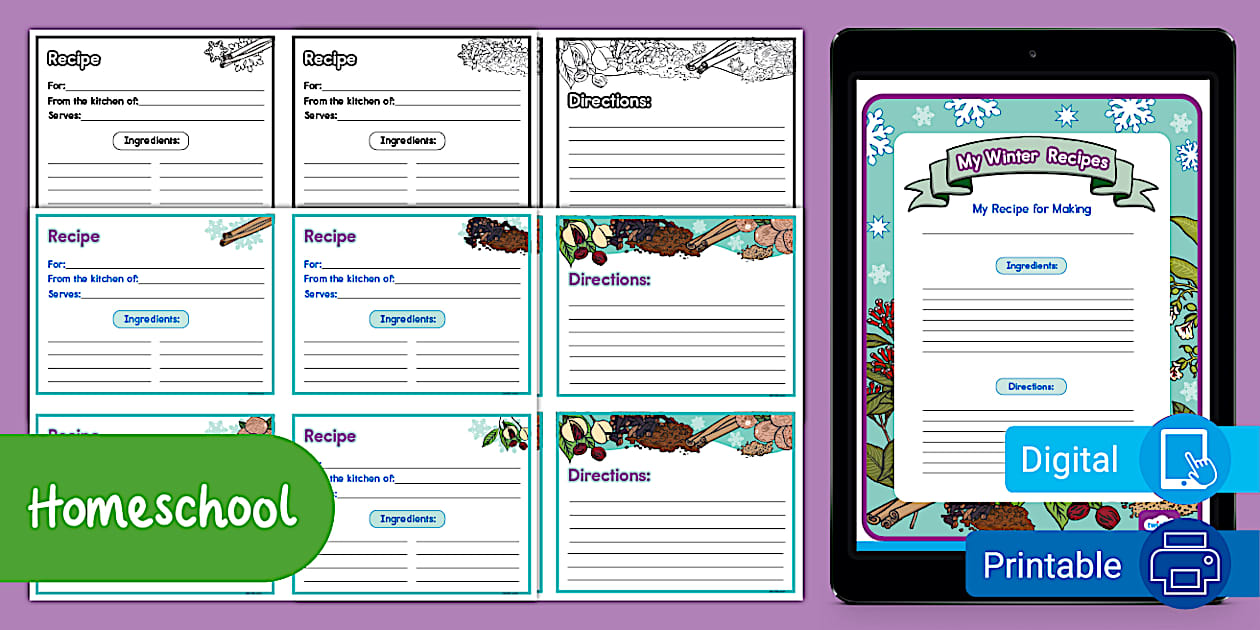Winter Recipe Card Templates (teacher made) - Twinkl