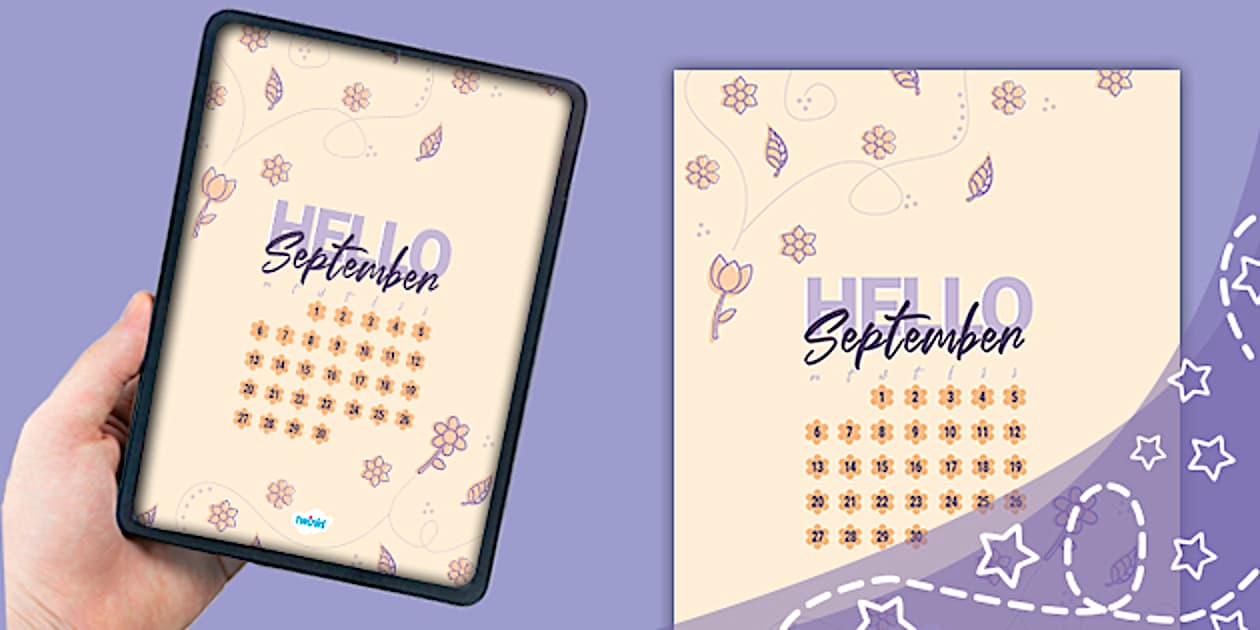 Hello September Calendar Tablet Screensaver (teacher made)