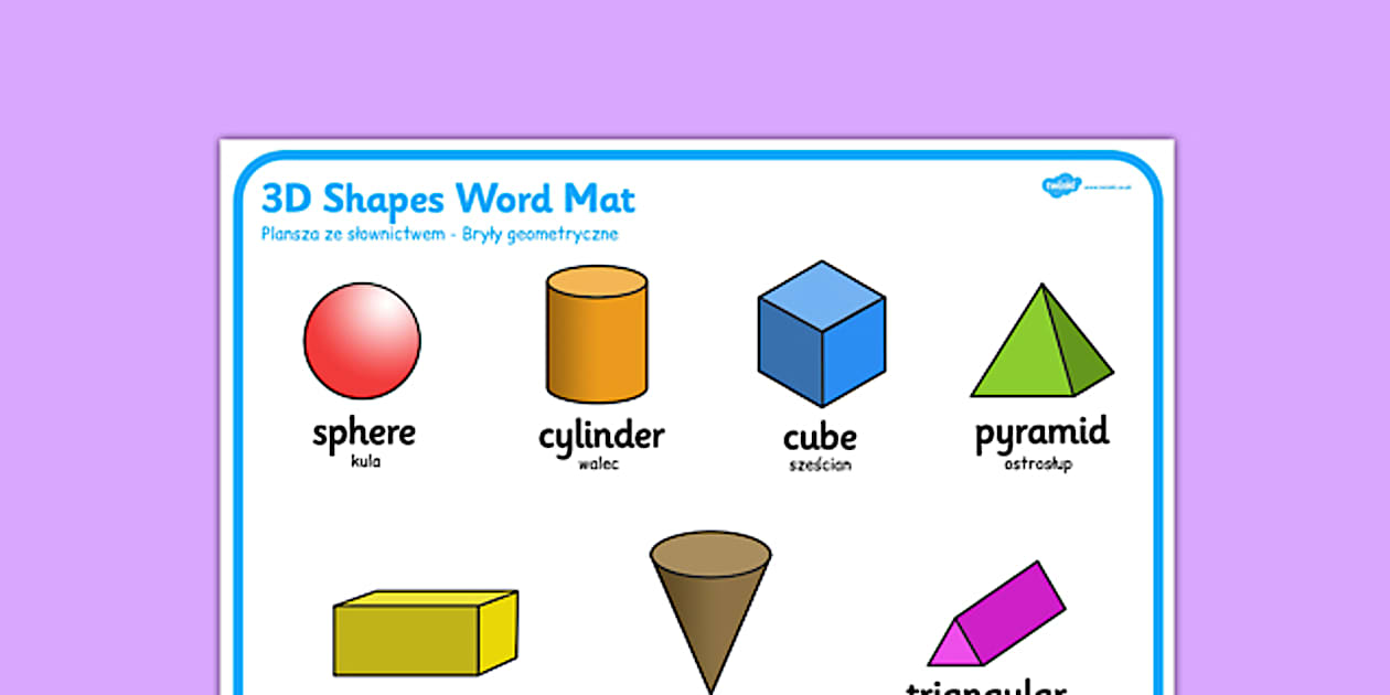 3D Shape Word Mat Polish Translation (Teacher-Made) - Twinkl