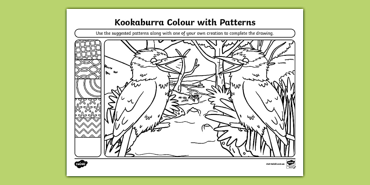 Kookaburra Colour with Patterns Activity (teacher made)