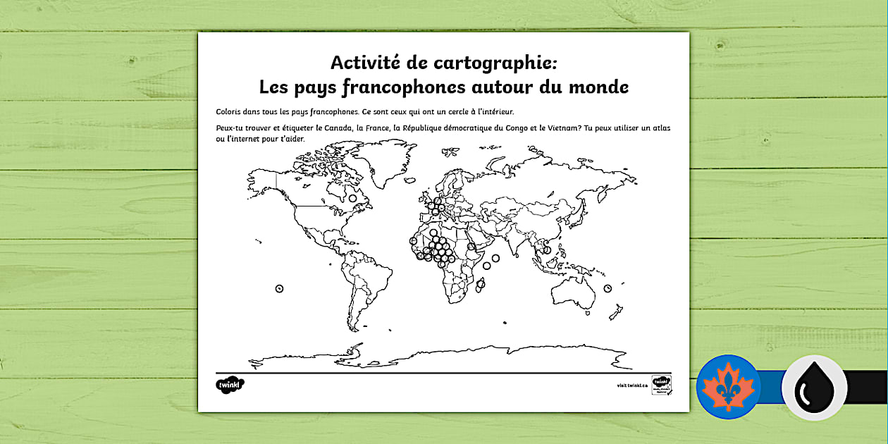 French Speaking Countries World Mapping Activity French