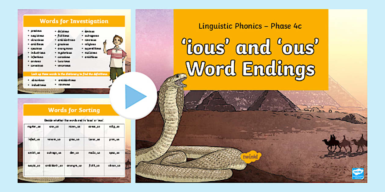 ious, ous Phonics PowerPoint - Primary Resources KS2