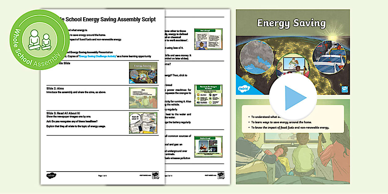 Whole School Energy Saving Assembly Pack (teacher made)