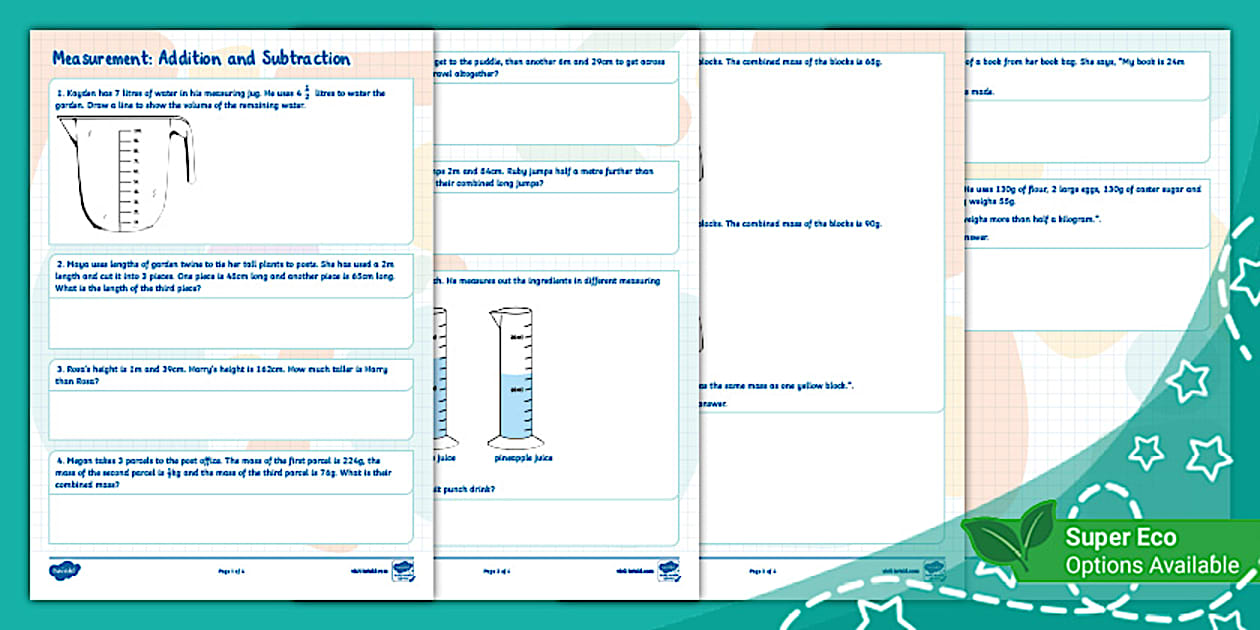 Measurement: Addition and Subtraction Problems (Ages 7 - 8)