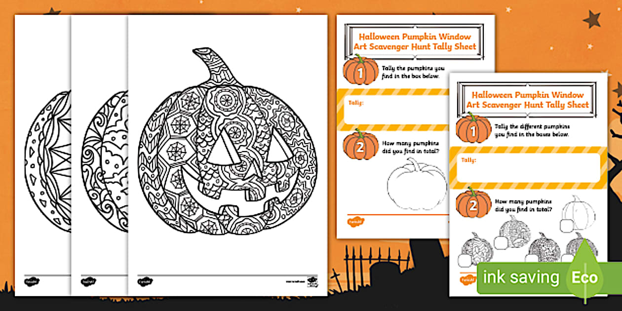 Halloween Window Art Pumpkin Scavenger Hunt | CfE Resources