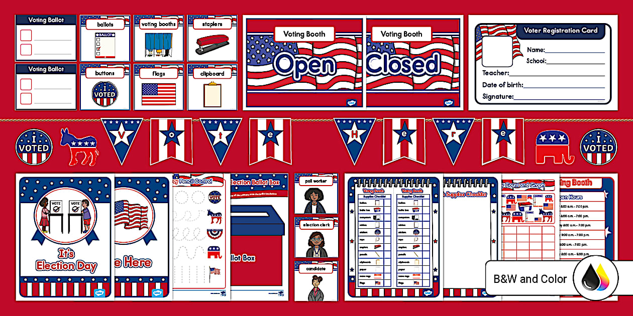 Election Day Voting Booth Dramatic Play Activity Pack