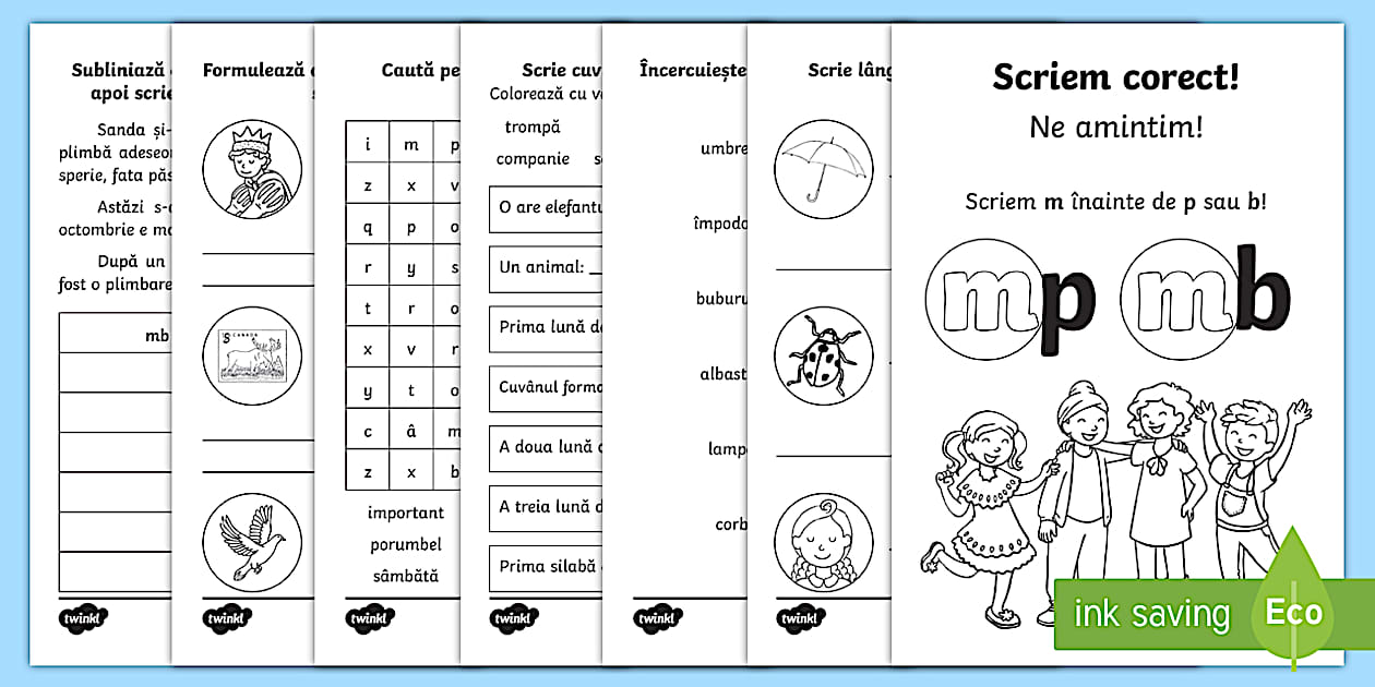 Scriem corect mp/mb Broșură cu activități