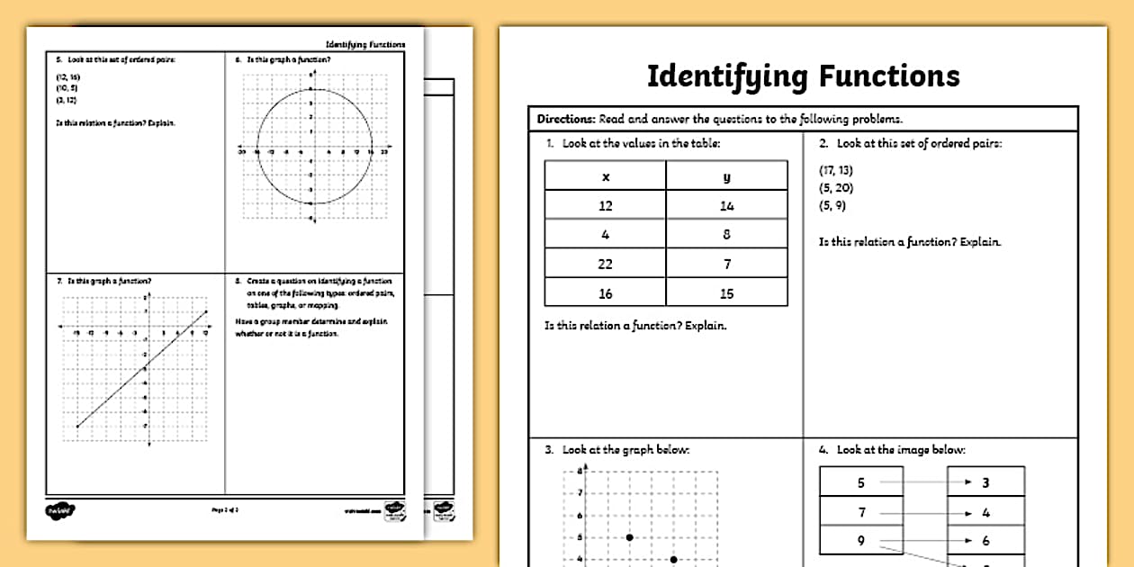 Seventh Grade Identifying Functions (Teacher-Made) - Twinkl