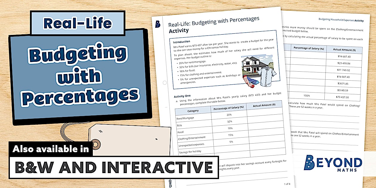 Budgeting Household Expenses Activity Sheet