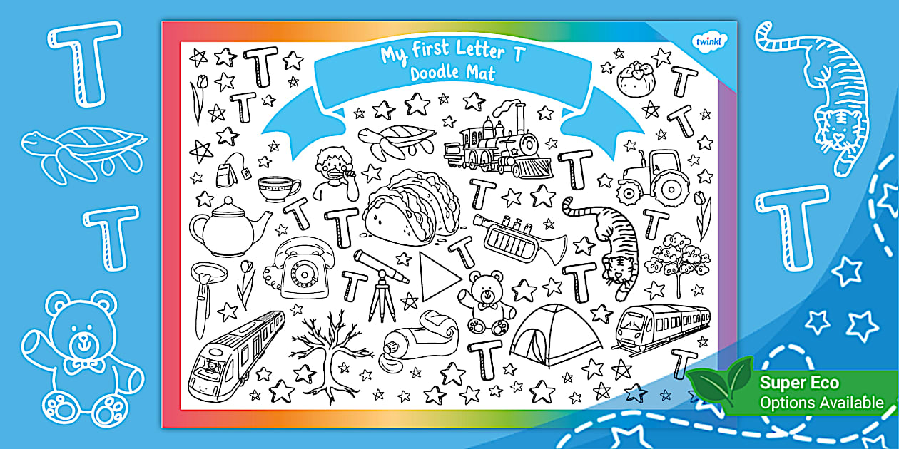 My First Letter T Doodle Mat
