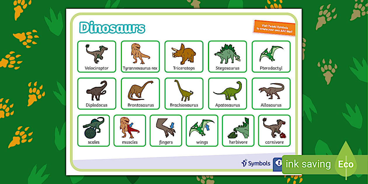 Twinkl Symbols: Dinosaurs AAC Mat (teacher made) - Twinkl