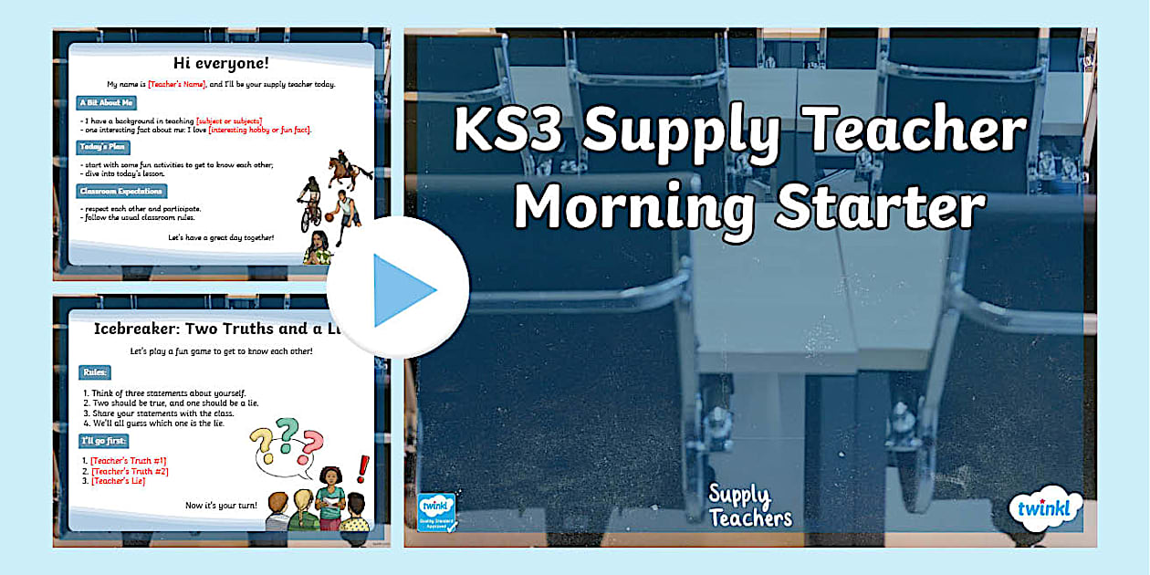 KS3 Supply Teacher Rapport Building Starter - Twinkl