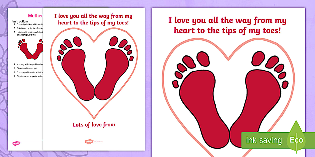 Editable Mother's Day Footprint Card (teacher made) - Twinkl