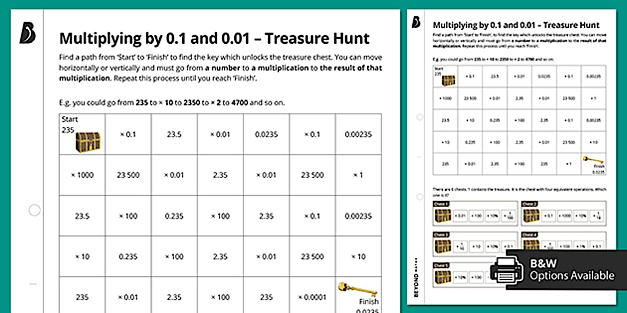 👉 Multiplying by 0.1 and 0.01 - Treasure Hunt | KS3 Maths