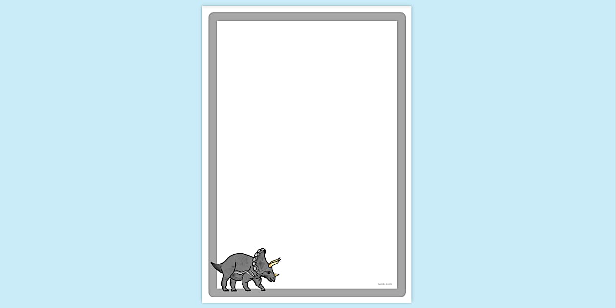 Simple Blank Triceratops Dinosaur Page Border | Twinkl