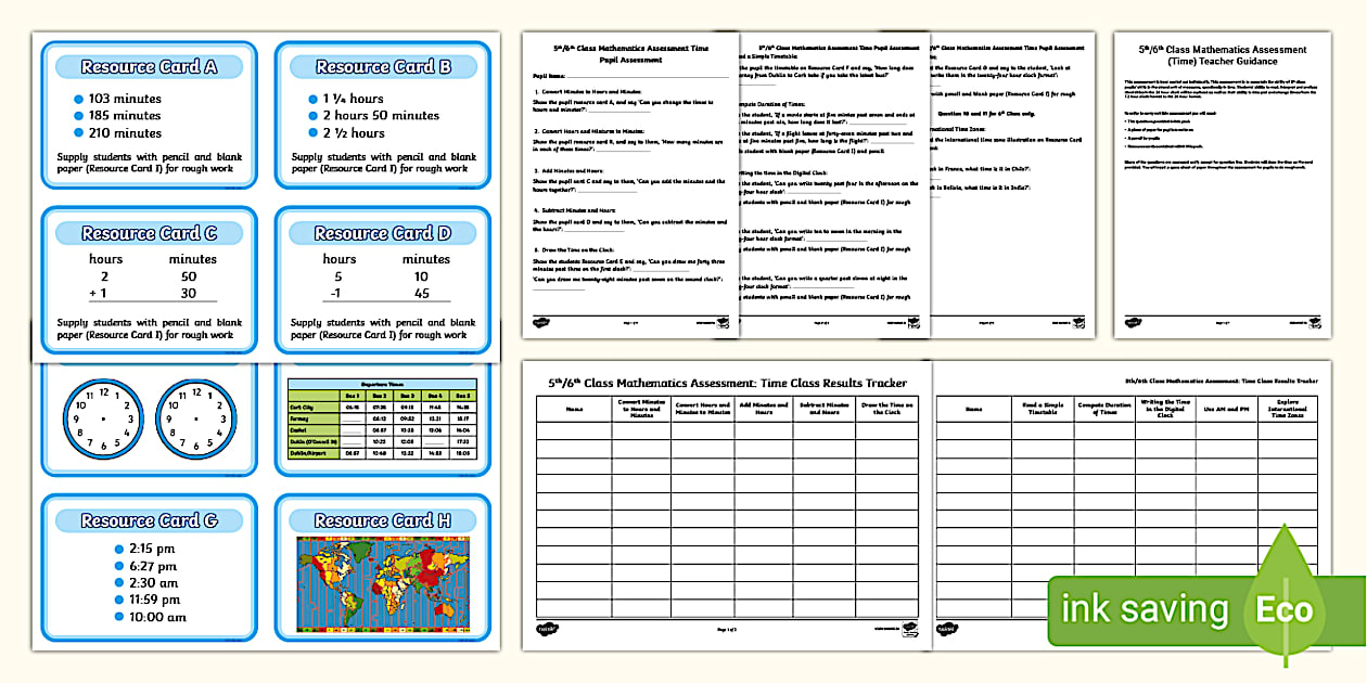 5th/6th Class Mathematics Assessment (Time) - Twinkl