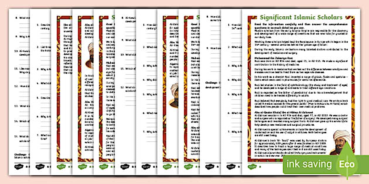 Significant Early Islamic Scholars Differentiated Reading Comprehension