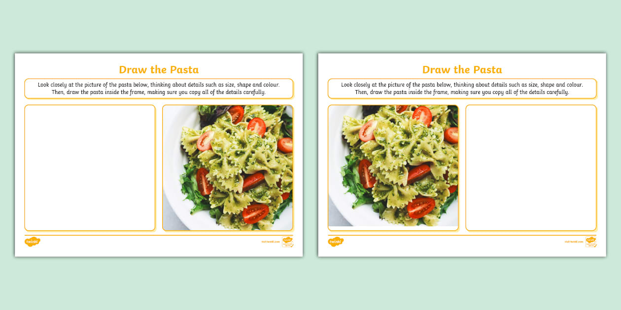 Draw the Pasta Worksheet (Teacher-Made) - Twinkl