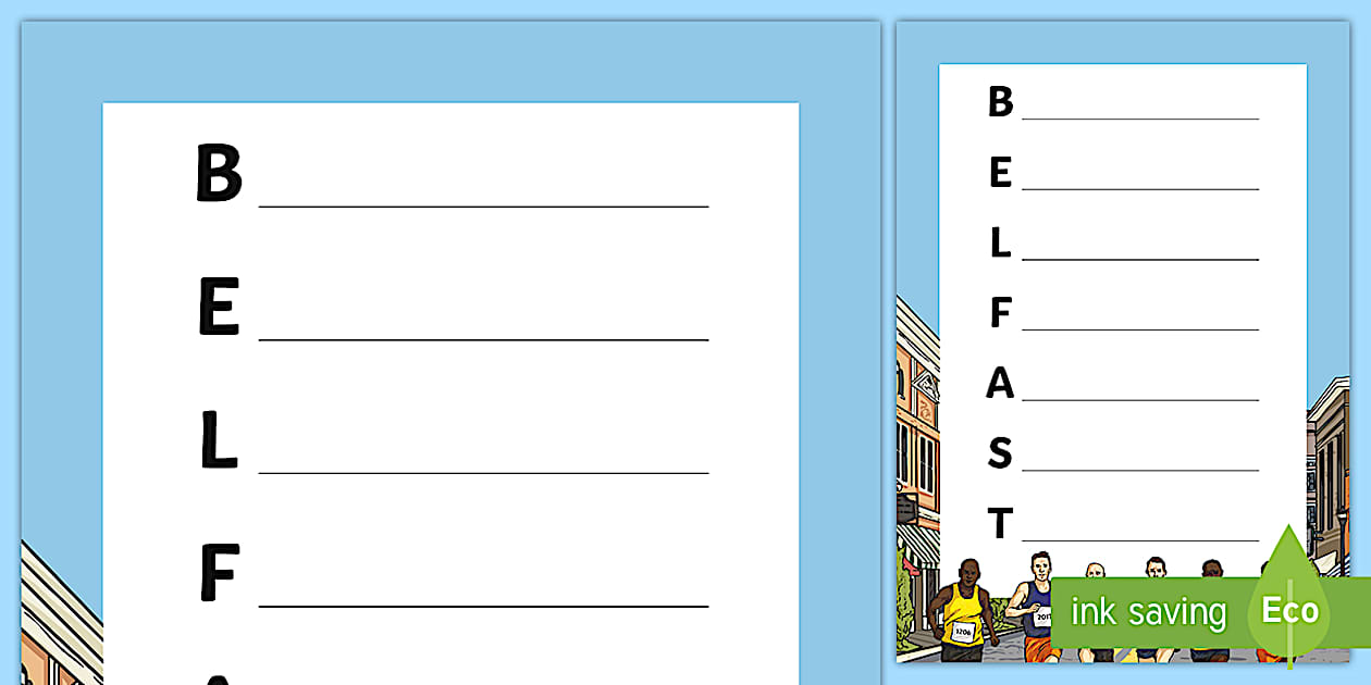 Belfast City Marathon Acrostic Poem (teacher made) - Twinkl