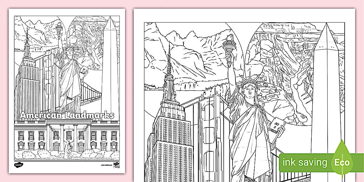 Landmarks in America Colouring Page - Twinkl