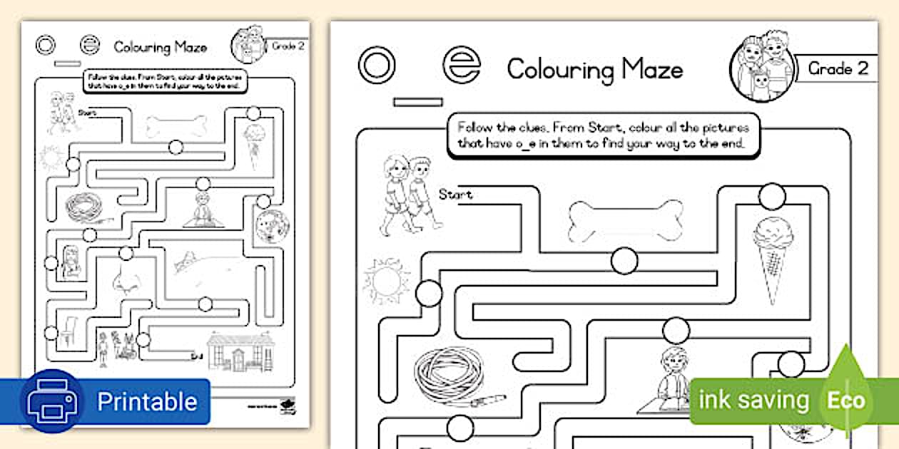 Grade 2 Phonics Colouring Page o-e