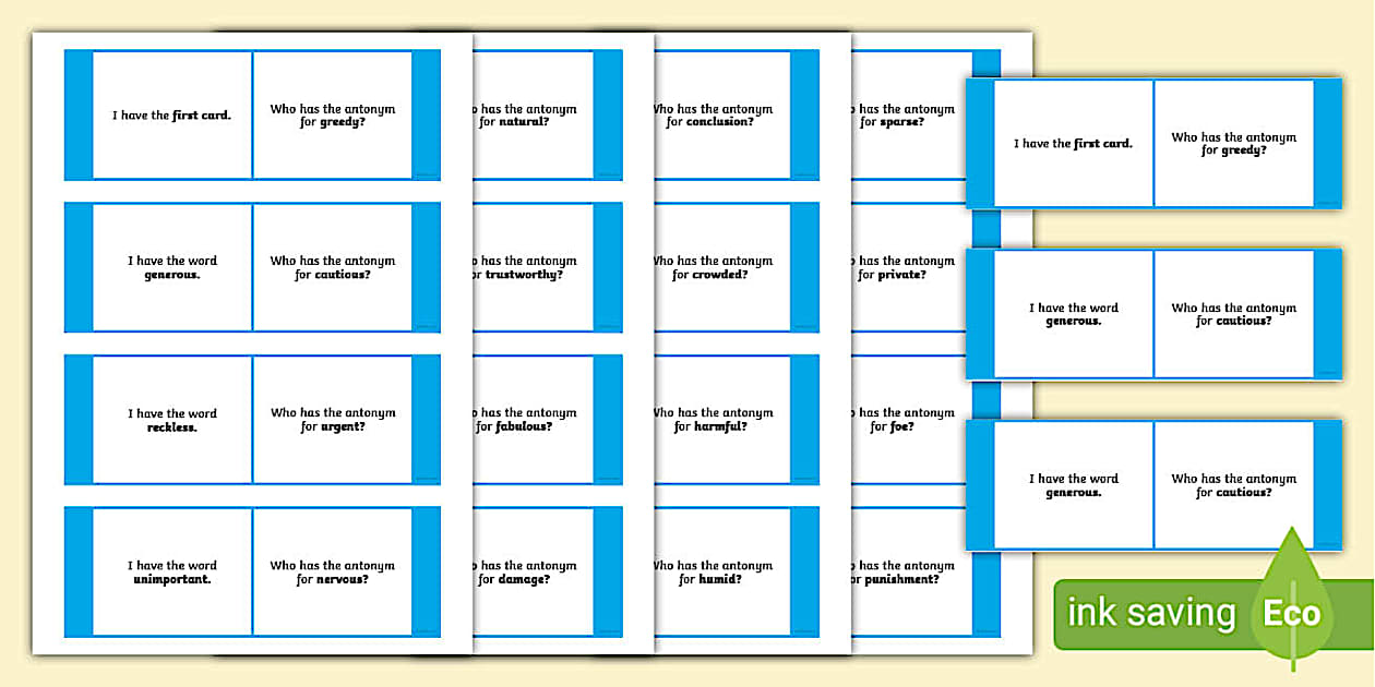 I Have, Who Has - Antonyms | Vocabulary Building Games