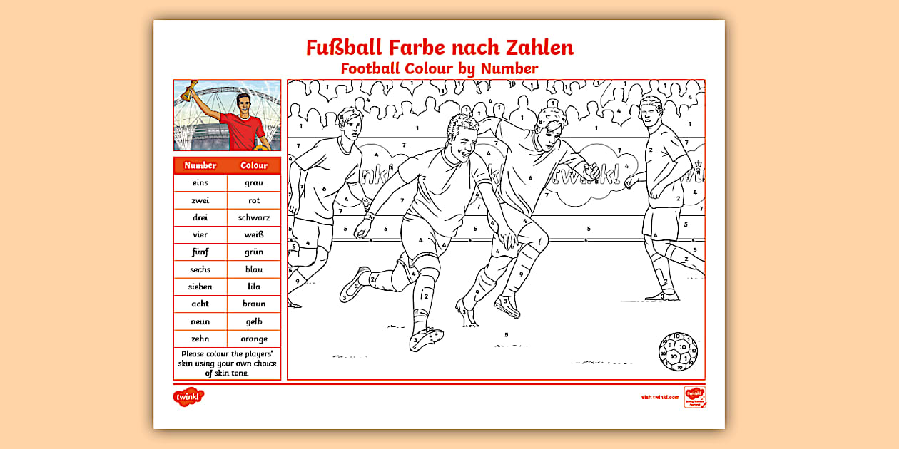 👉 German: Football Colour by Number (teacher made)