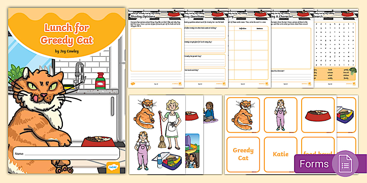 Lunch for Greedy Cat (Yellow 3) Follow-Up Activity - Twinkl