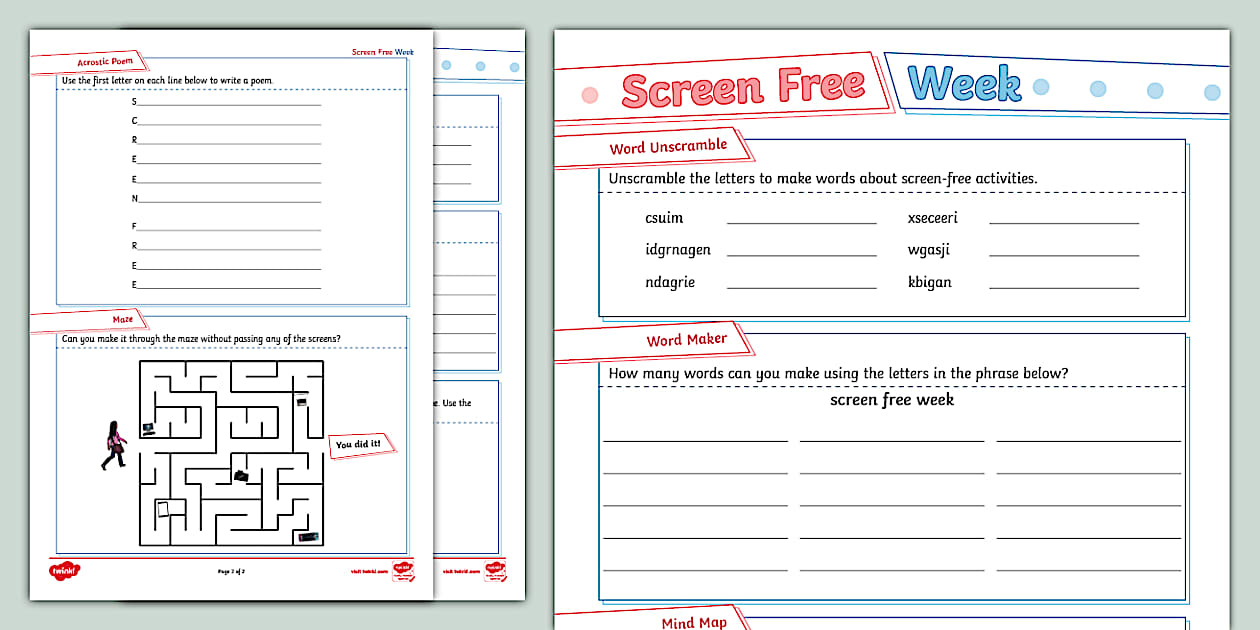 Screen Free Week Boredom Buster - KS2 - Twinkl