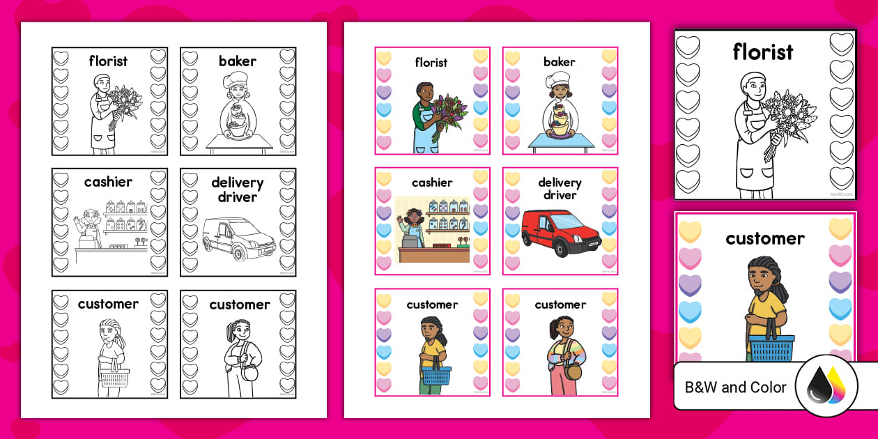 Valentine's Day Gift Shop Dramatic Play Badges - Twinkl