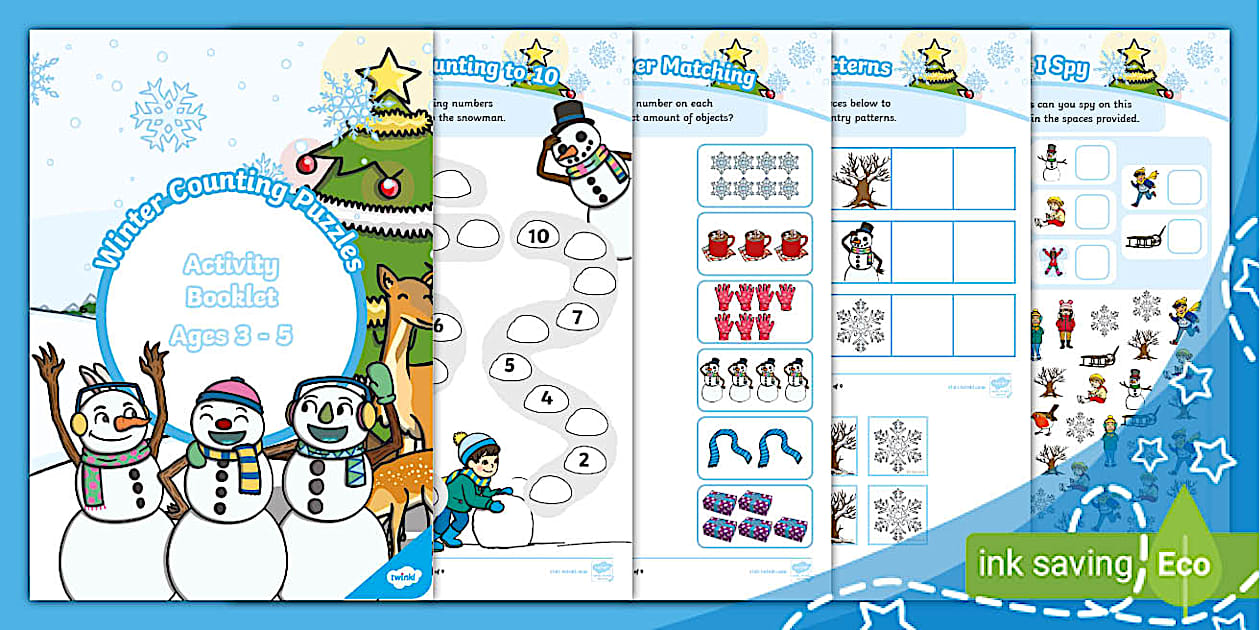 Winter Counting Puzzles Activity Booklet (teacher made)