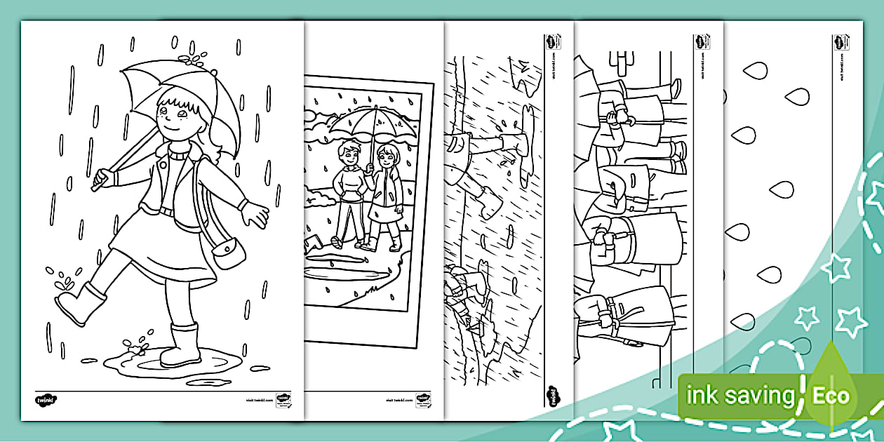 Simple Rainy Day Colouring Sheets for Toddlers - Twinkl