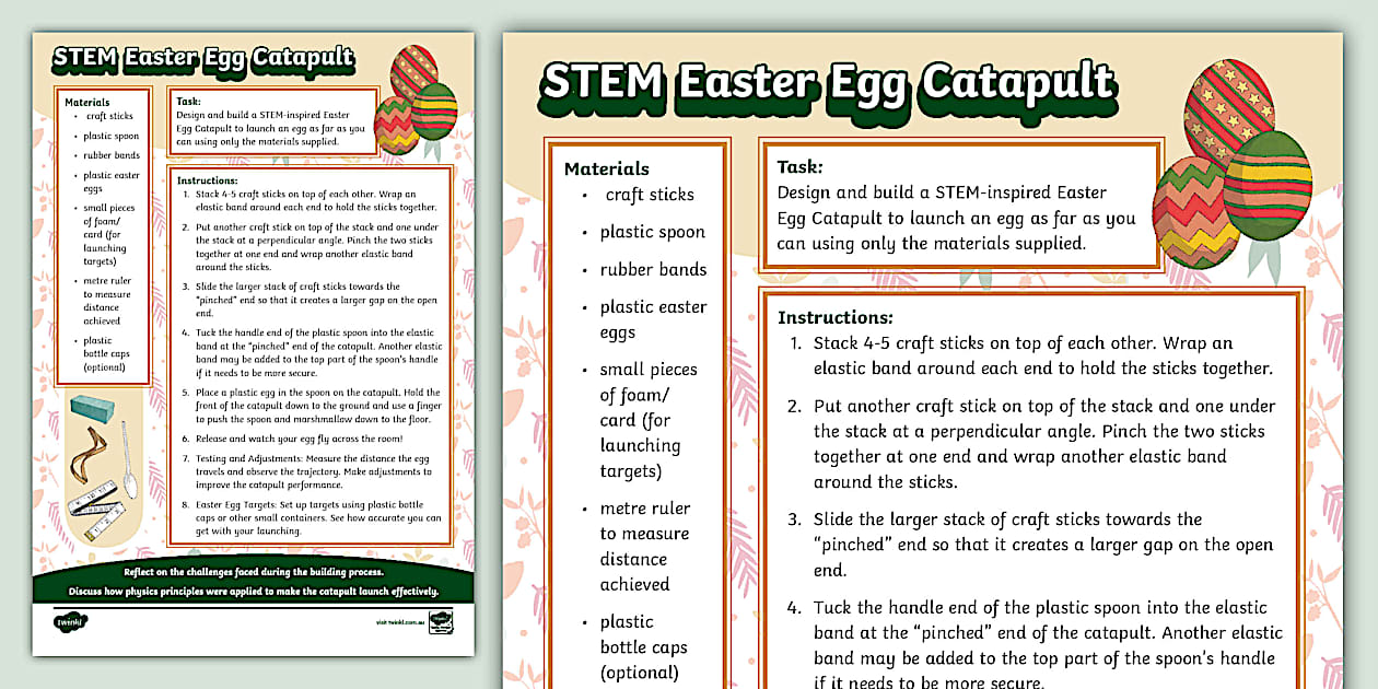 STEM Easter Egg Catapult (teacher made) - Twinkl