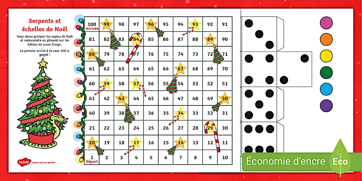Serpents et échelles de Noël (Teacher-Made) - Twinkl