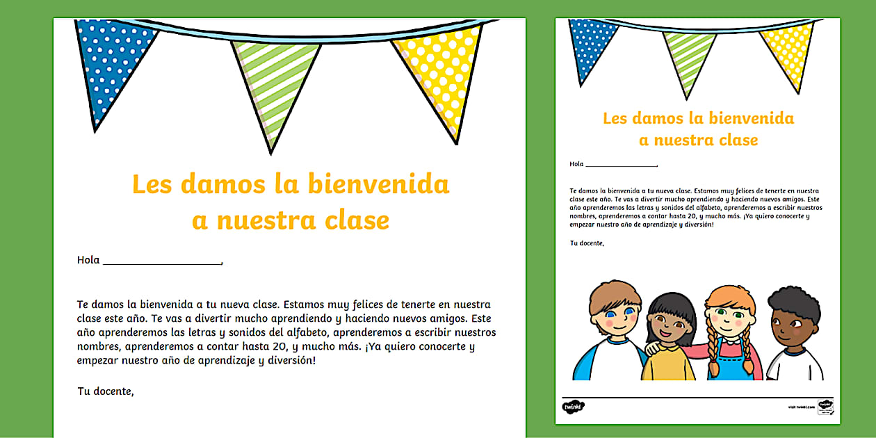 Carta editable de bienvenida a nuestra clase (teacher made)