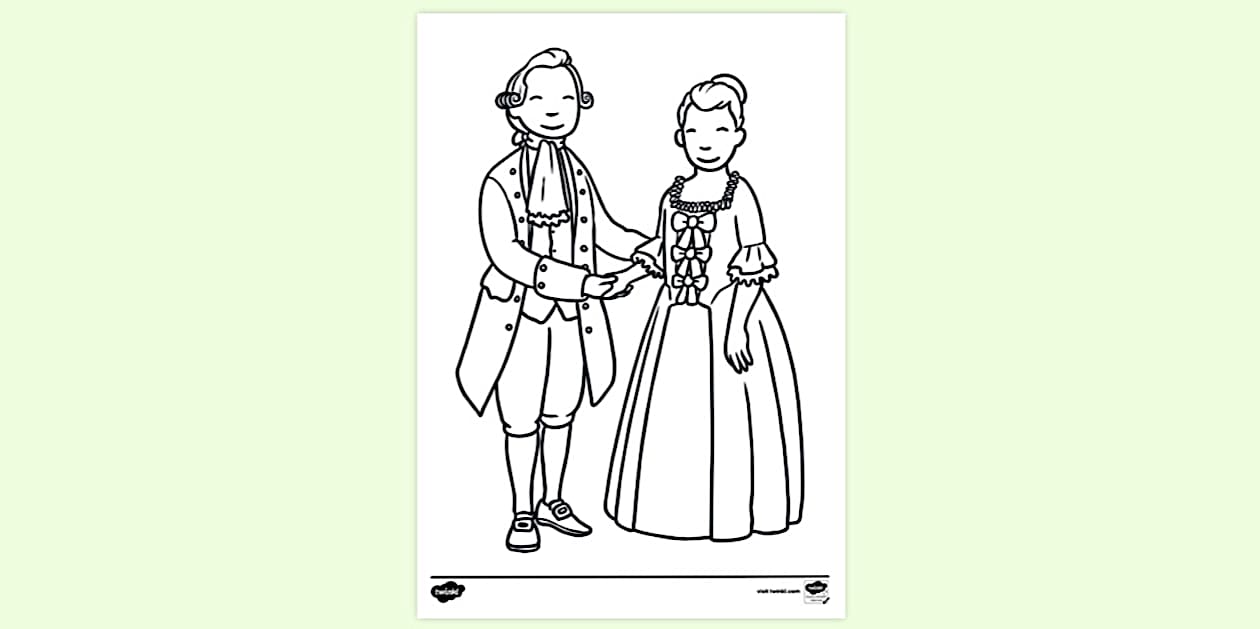 George and Martha Washington Colouring | Colouring Sheet