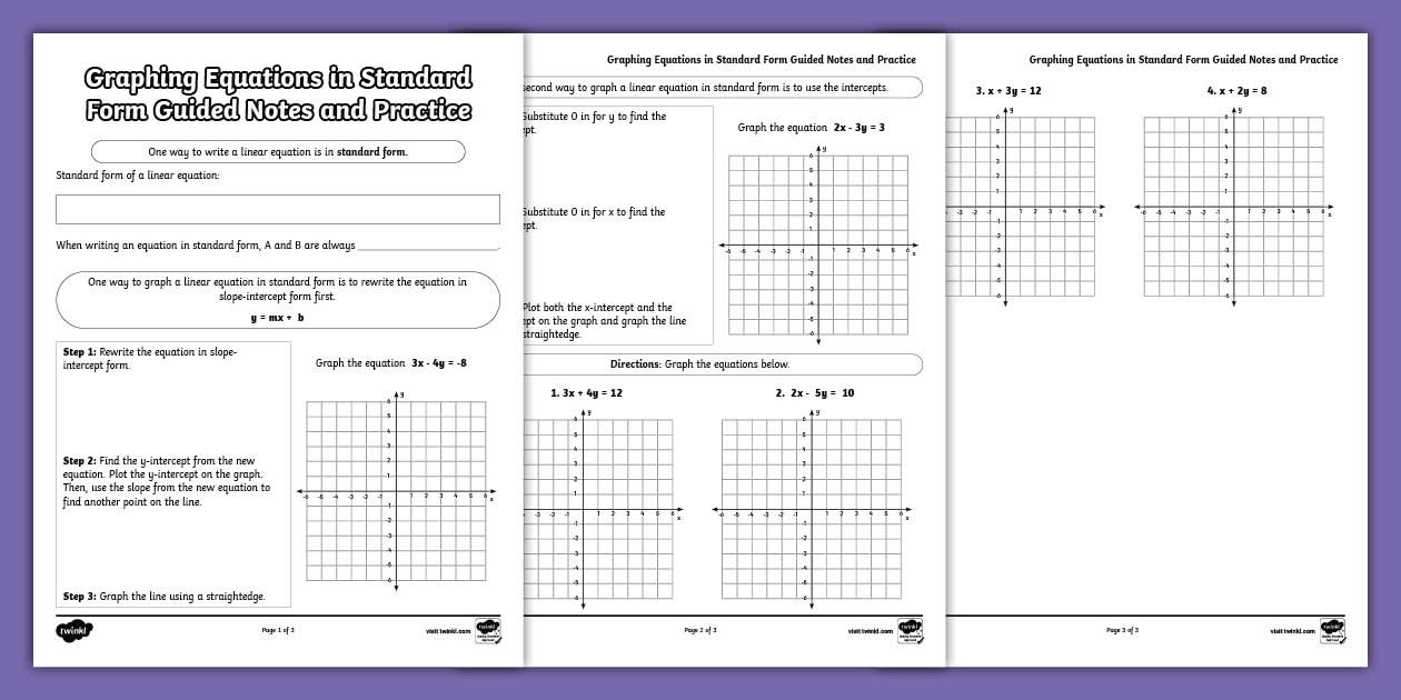 8th Gr Graphing in Standard Form Guided Notes and Practice