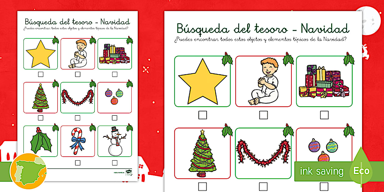Ficha de actividad: Búsqueda del tesoro - Navidad - Twinkl