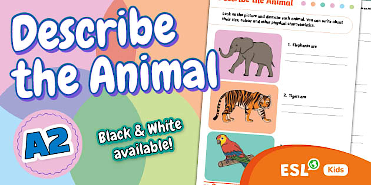 ESL Describe the Animal Writing Activity [Kids, A1]