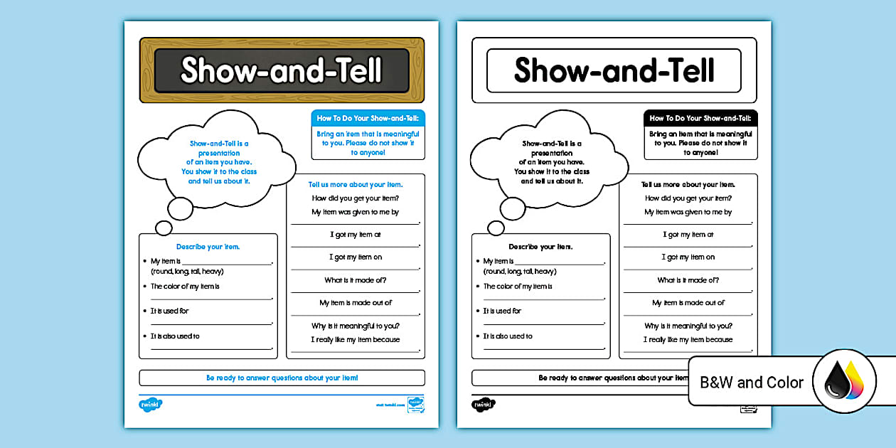 Show-and-Tell Worksheet | ELL Resources | Twinkl USA