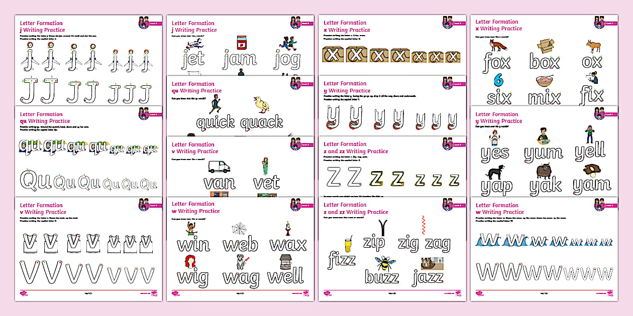 Twinkl Phonics Level 3 Letter Formation Sheets - EYFS